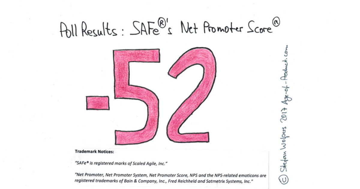 Net Promoter Score® of SAFe® as a Scaling Framework is – 52